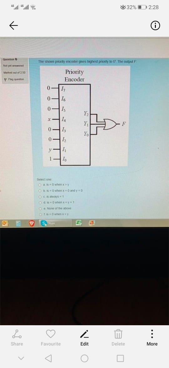 Solved 32%D 2:28 Question The shown priority encoder gives | Chegg.com
