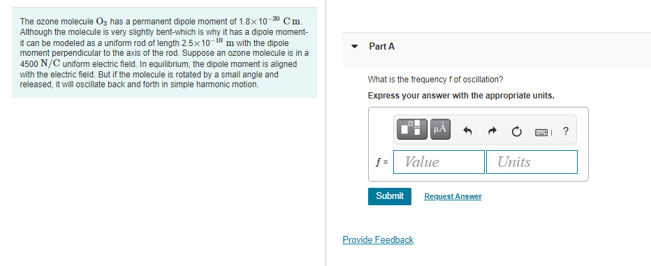Solved Part A The ozone molecule O3 has a permanent dipole | Chegg.com