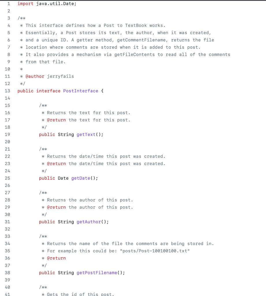 Overview TextBook is a console-based Social Media | Chegg.com