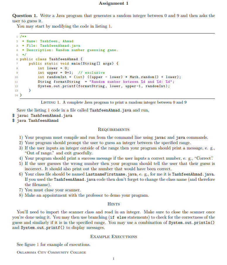 Solved All .java files must have a file header that at a | Chegg.com