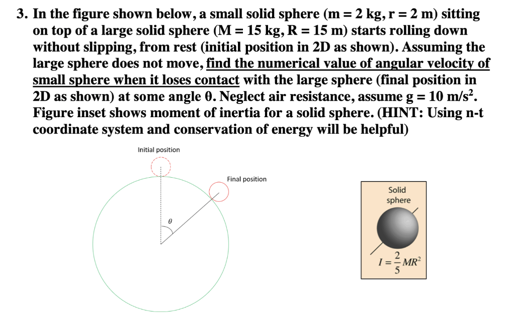 Solved 3. In the figure shown below, a small solid sphere | Chegg.com