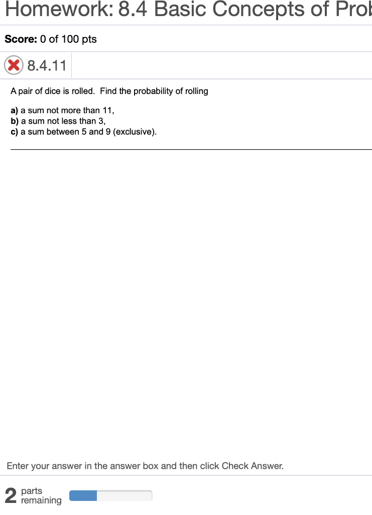 Solved Homework: 8.4 Basic Concepts of Prol Score: 0 of 100 | Chegg.com
