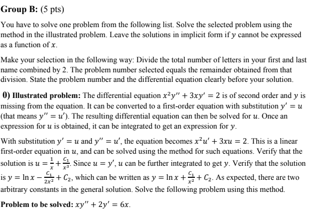 Solved Group B: (5 pts) You have to solve one problem from | Chegg.com