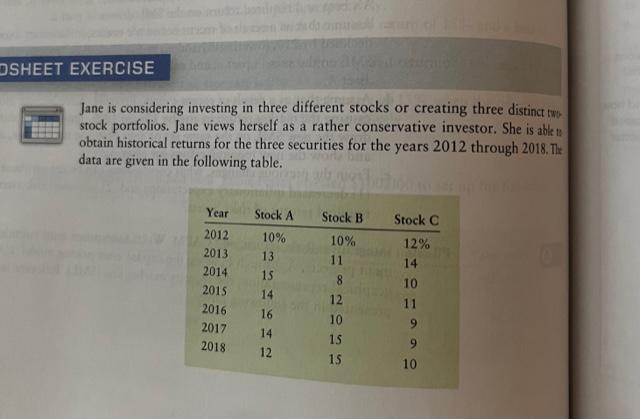 Solved Jane is considering investing in three different | Chegg.com