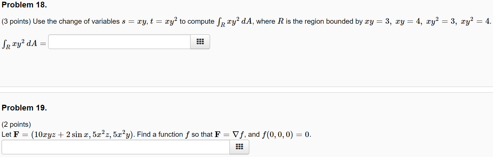 Solved Problem 18. (3 points) Use the change of variables s | Chegg.com