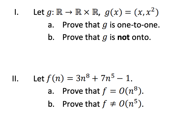 Solved 1. = Let g: R → RⓇR, g(x) = (x,x2) Prove that g is | Chegg.com Solved 1. = Let g: R → RⓇR, g(x) = (x,x2) Prove that g is | Chegg.com