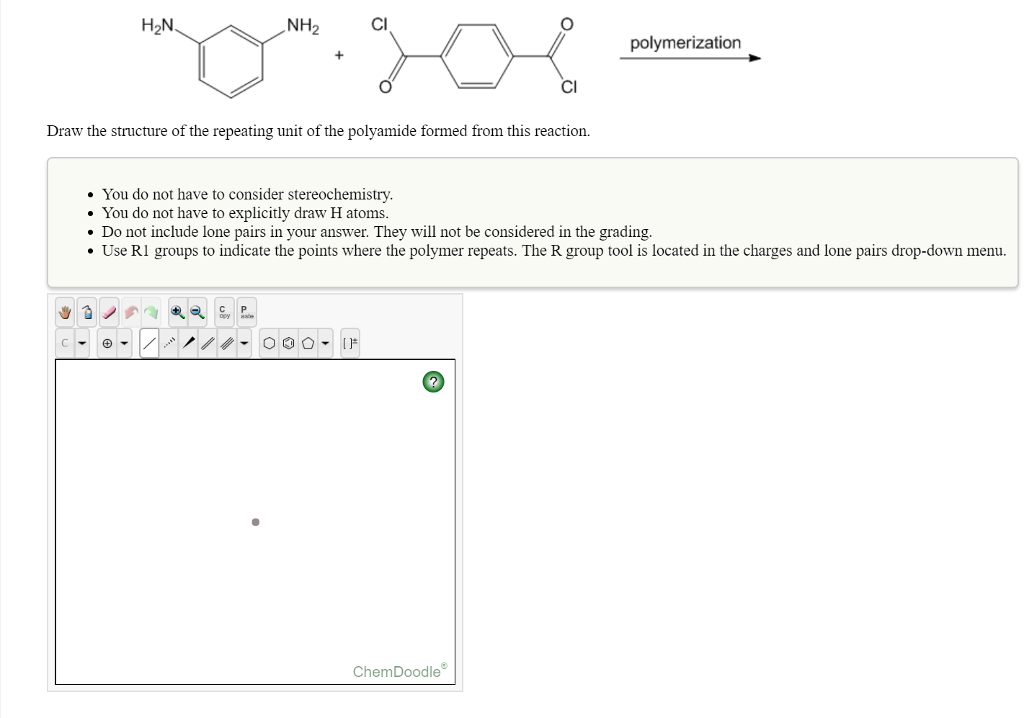 Solved H2N NH2 CI polymerization CI Draw the structure of | Chegg.com