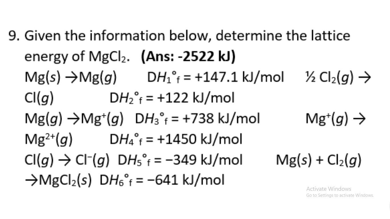 Solved 9. Given the information below, determine the lattice | Chegg.com