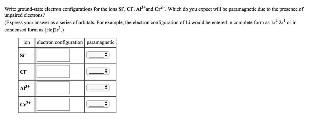 Solved Write Ground State Electron Configurations For The