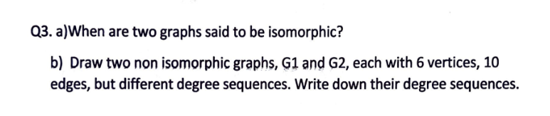 Solved Q3. a)When are two graphs said to be isomorphic? b) | Chegg.com