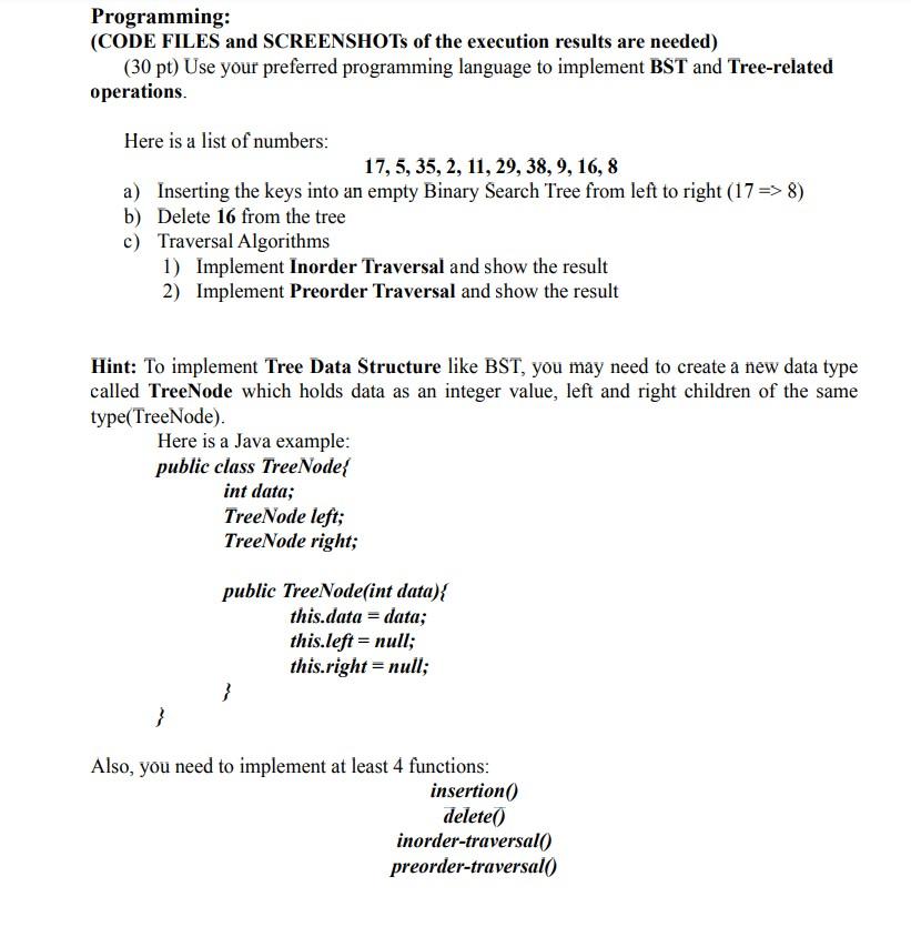 Solved Programming: (CODE FILES and SCREENSHOTs of the | Chegg.com