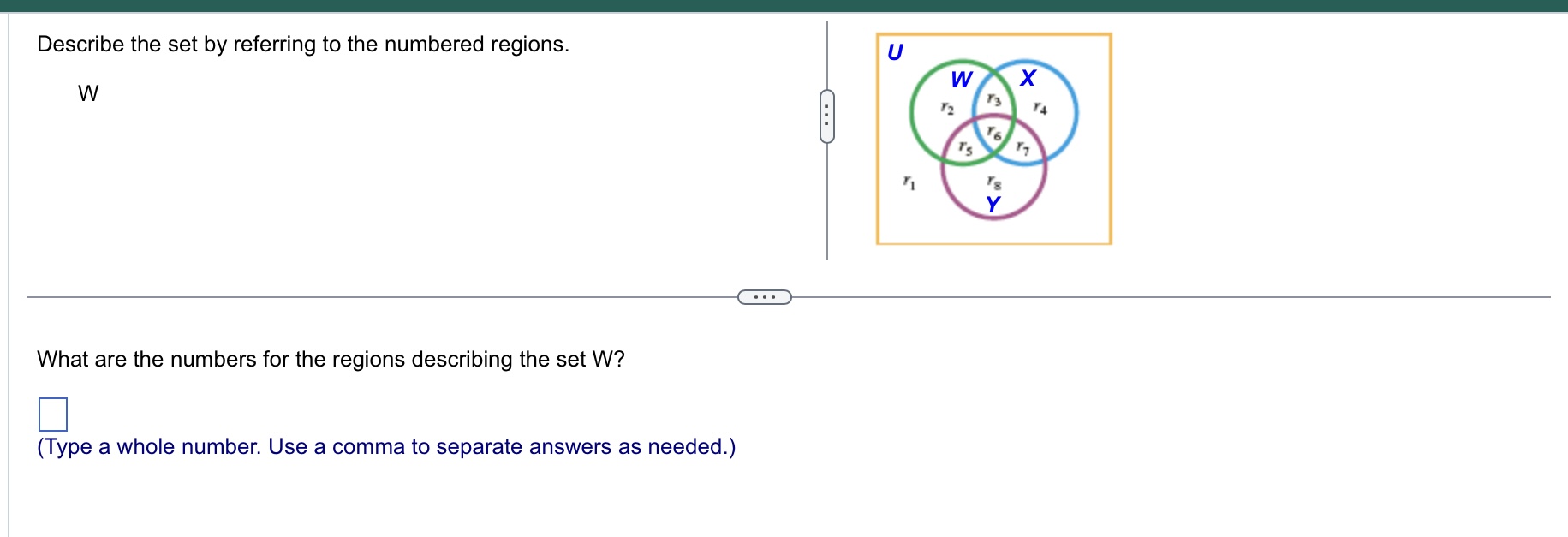 Solved Describe the set by referring to the numbered | Chegg.com