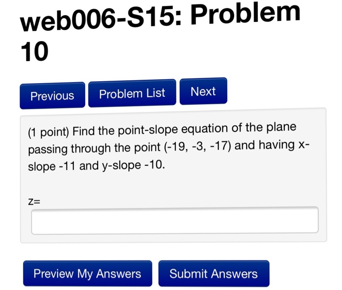 Solved web006-S15: Problem 9 Previous Problem List Next (1 | Chegg.com