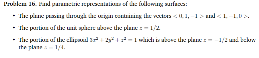 Solved Problem 16. Find parametric representations of the | Chegg.com