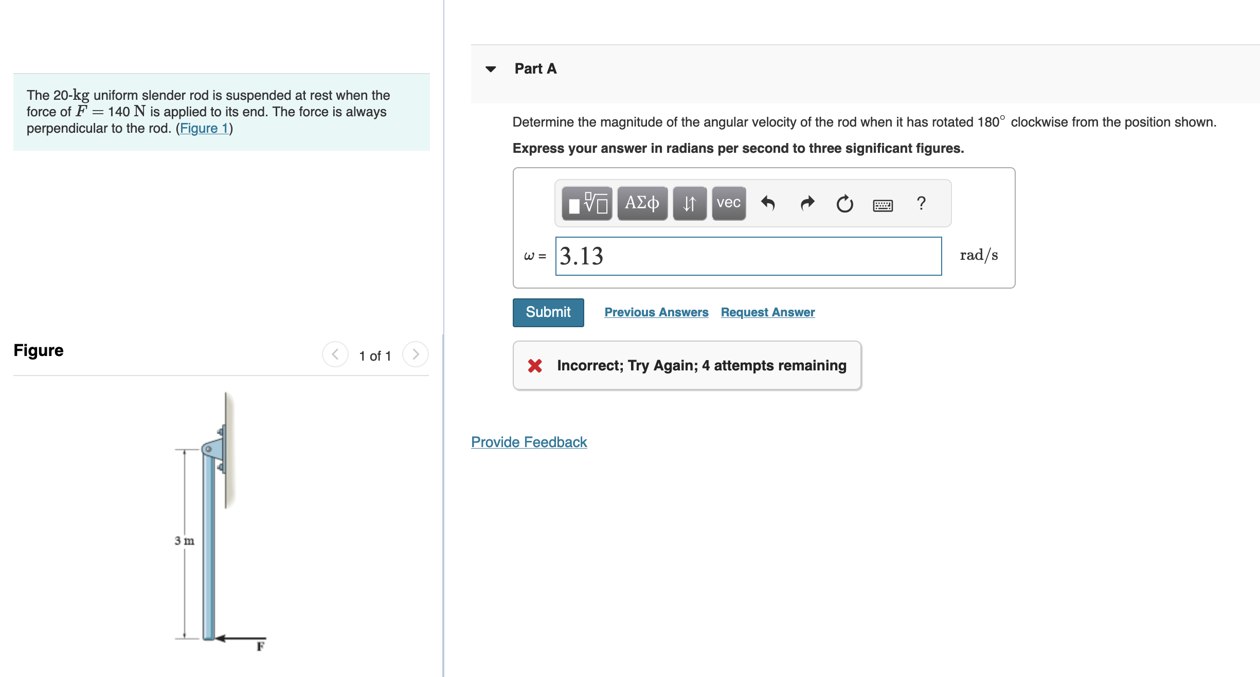 Solved The \( 20-\mathrm{kg} \) ﻿uniform slender rod is | Chegg.com
