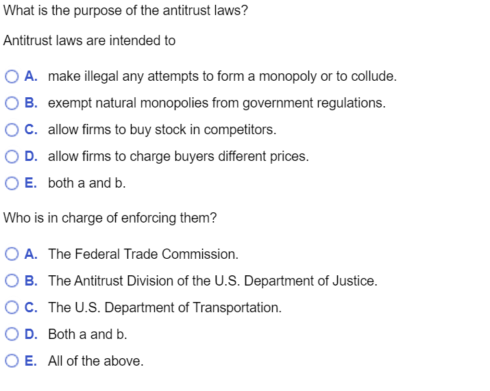 Solved What is the purpose of the antitrust laws? Antitrust | Chegg.com