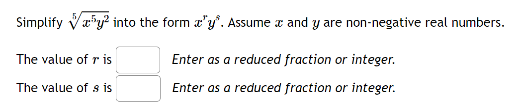 Solved Simplify 5x5y2 into the form xrys. Assume x and y are | Chegg.com