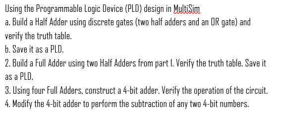 Solved Using the Programmable Logic Device (PLD) ﻿design in | Chegg.com