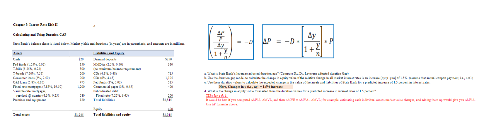 Solved Chapter 9: Inerest Rate Risk II (1+nyΔyPΔP)=−D | Chegg.com