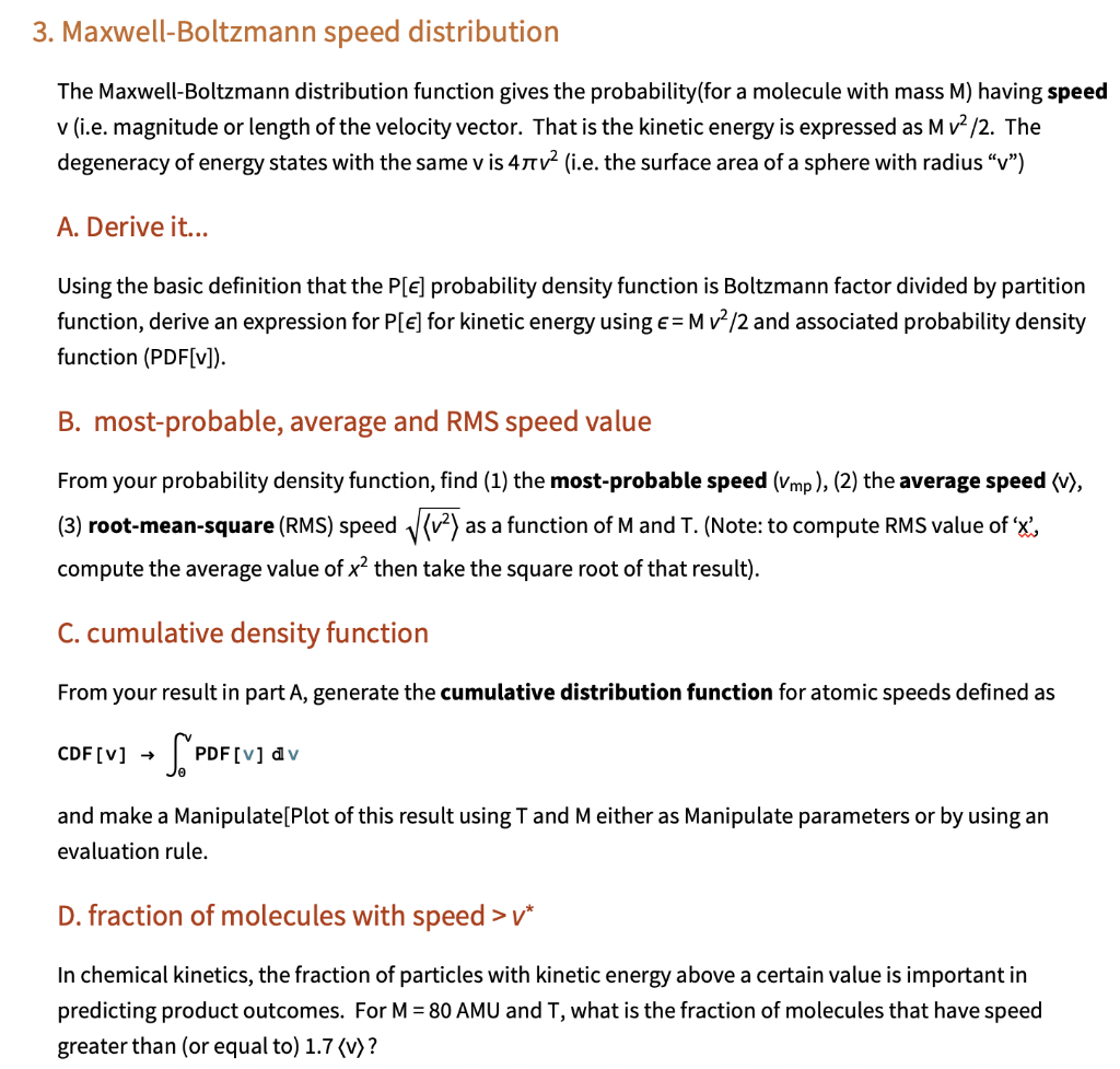 Solved 3. Maxwell-Boltzmann speed distribution The | Chegg.com