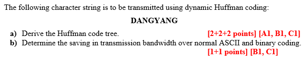 Solved The following character string is to be transmitted | Chegg.com