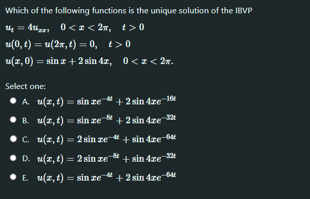 Solved Which of the following functions is the unique | Chegg.com