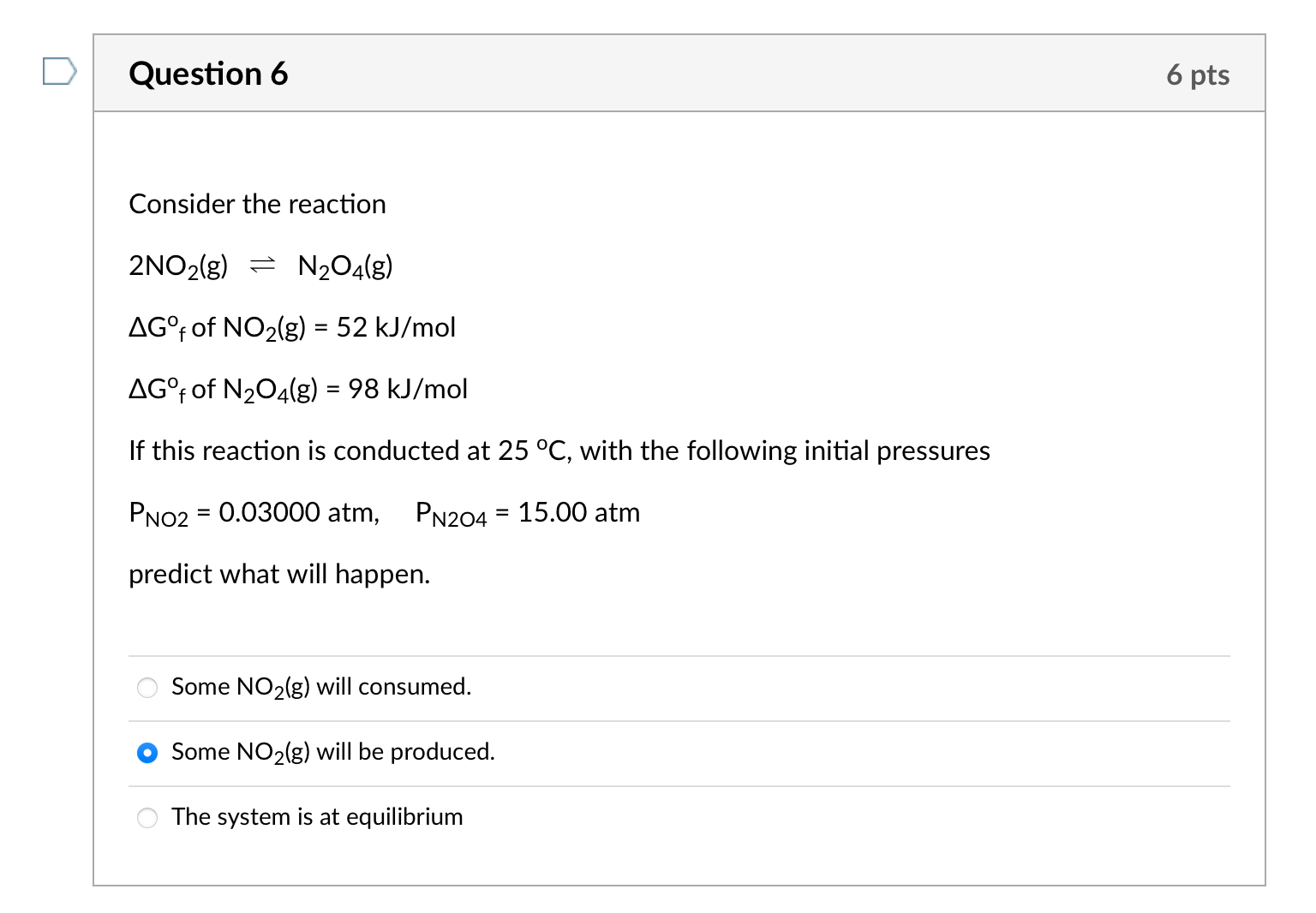 Solved Consider the reaction 2NO2( g)⇌N2O4( g)ΔGfO of NO2( | Chegg.com