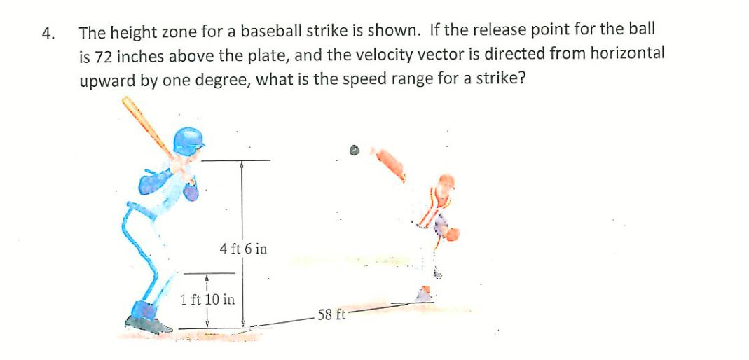 Solved 4. The height zone for a baseball strike is shown. If | Chegg.com