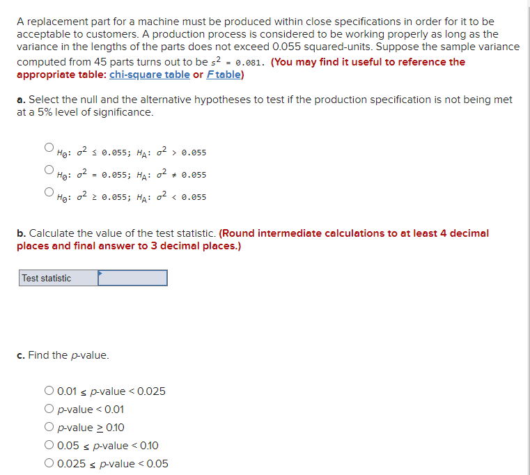 Solved A replacement part for a machine must be produced | Chegg.com