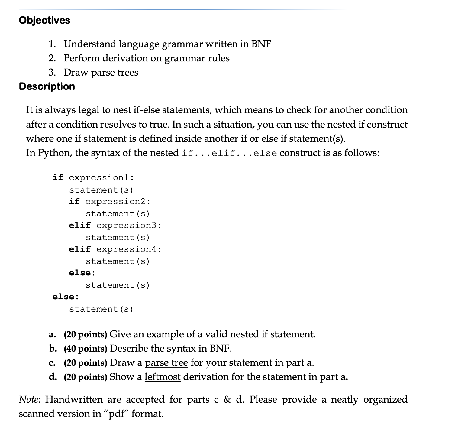 Solved 1 Understand Language Grammar Written In Bnf 2 