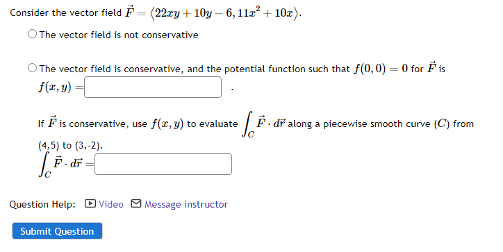 Solved Consider the vector field | Chegg.com