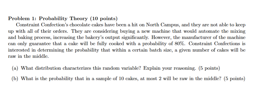 Solved Problem 1: Probability Theory (10 ﻿points)Constraint | Chegg.com