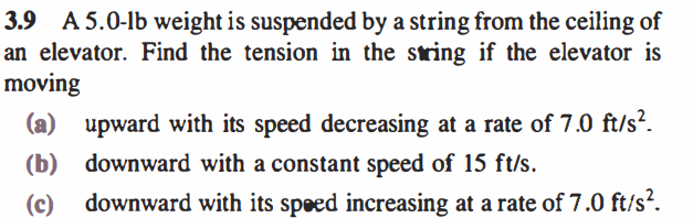 Solved 3.9 A 5.0-lb weight is suspended by a string from the | Chegg.com