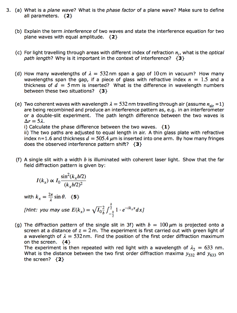 Solved 3. (a) What is a plane wave? What is the phase factor | Chegg.com