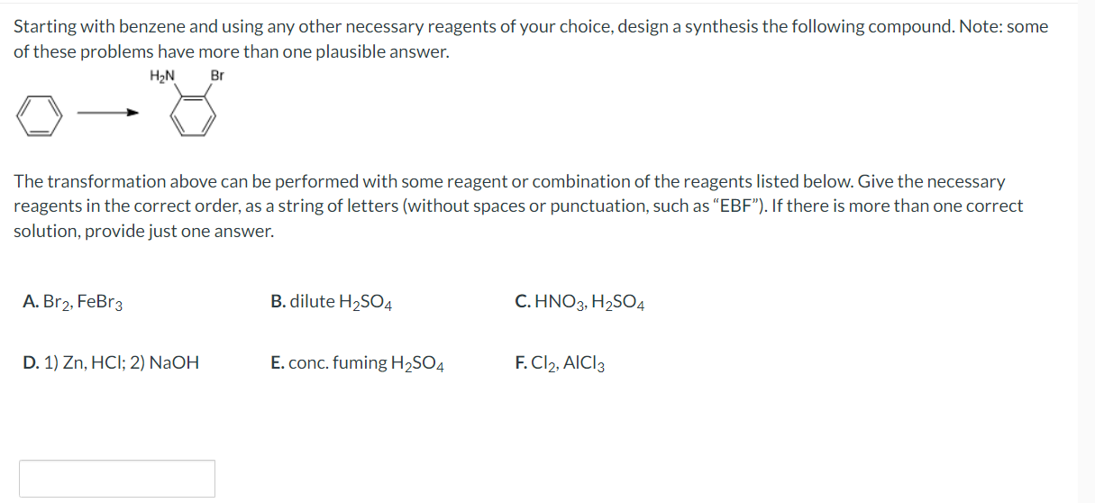 Solved Starting with benzene and using any other necessary | Chegg.com