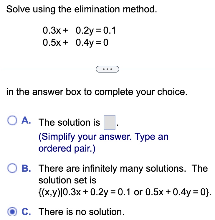 Solved Solve using the elimination method. | Chegg.com