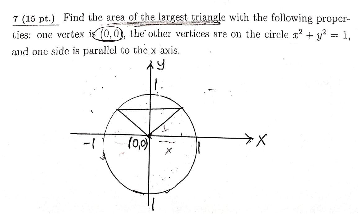 Solved Find the area of the largest triangle with the | Chegg.com