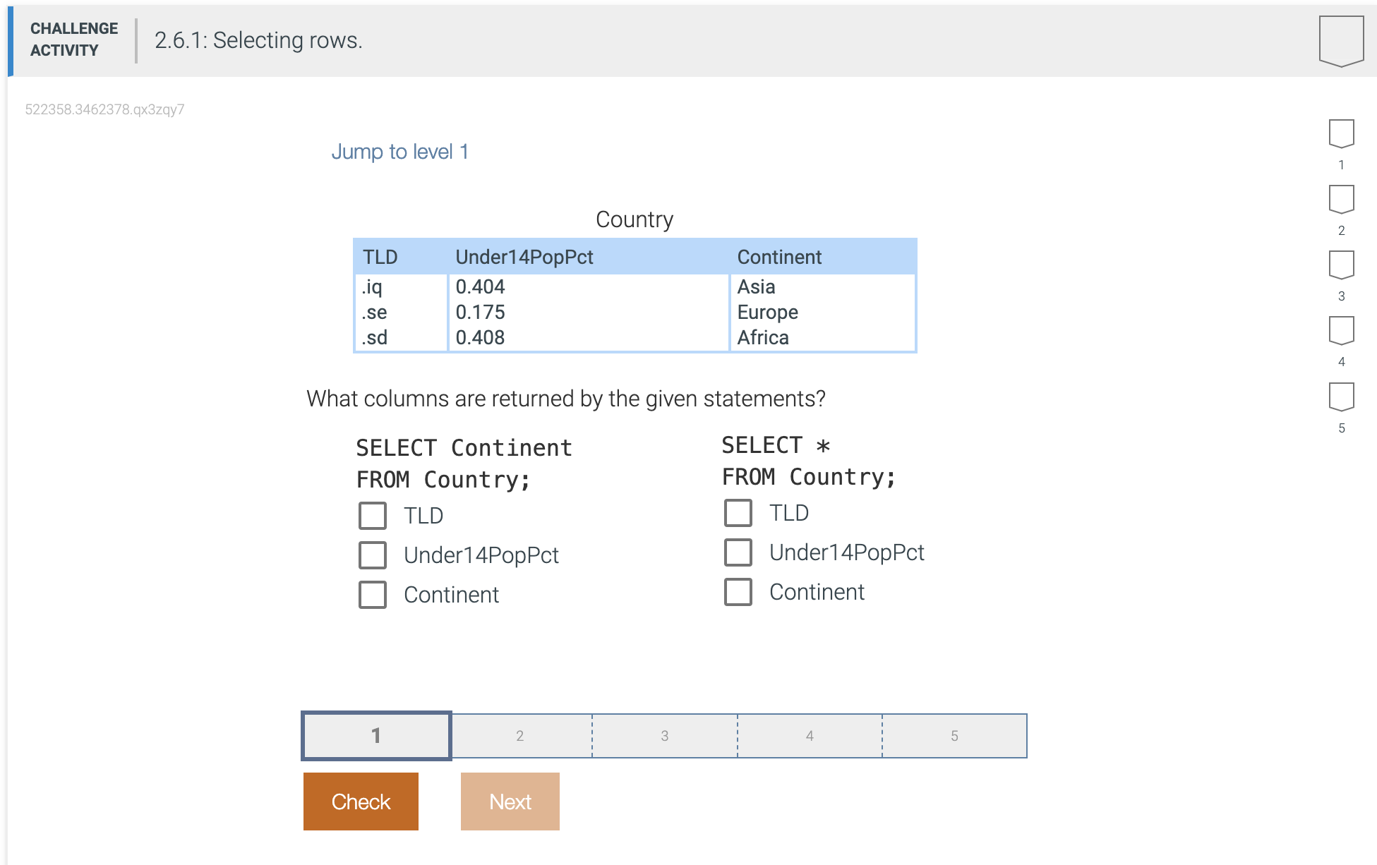 Solved Jump to level 1 Country What columns are returned by | Chegg.com