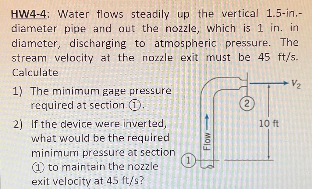 Solved HW4-4: Water flows steadily up the vertical | Chegg.com
