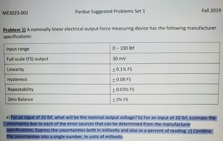 ME3023-001 Pardue Suggested Problems Set 1 Fall 2019 | Chegg.com