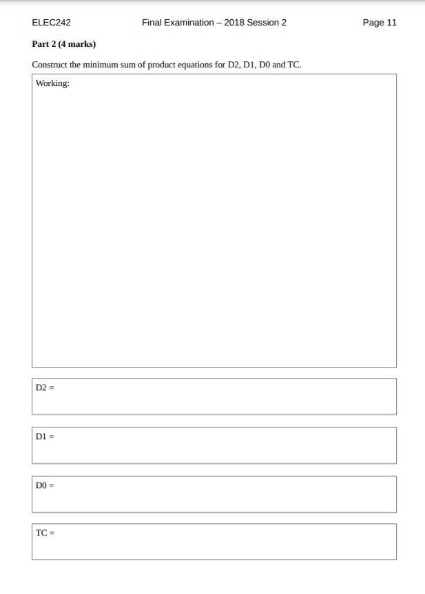 Solved Page 10 Final Examination - 2018 Session 2 ELEC242 | Chegg.com
