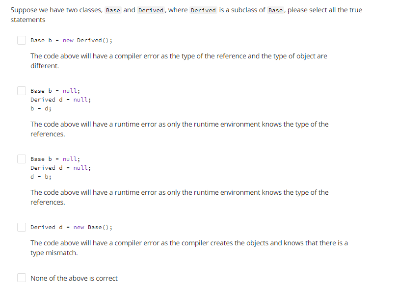Solved Suppose we have two classes, Base and Derived, where | Chegg.com