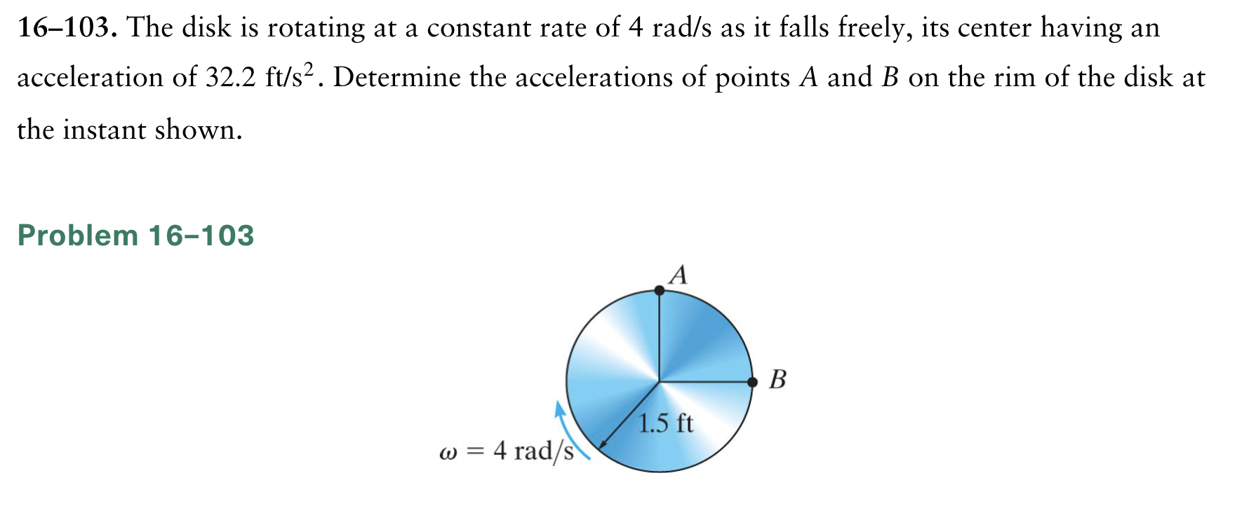 Solved 16-103. The disk is rotating at a constant rate of | Chegg.com