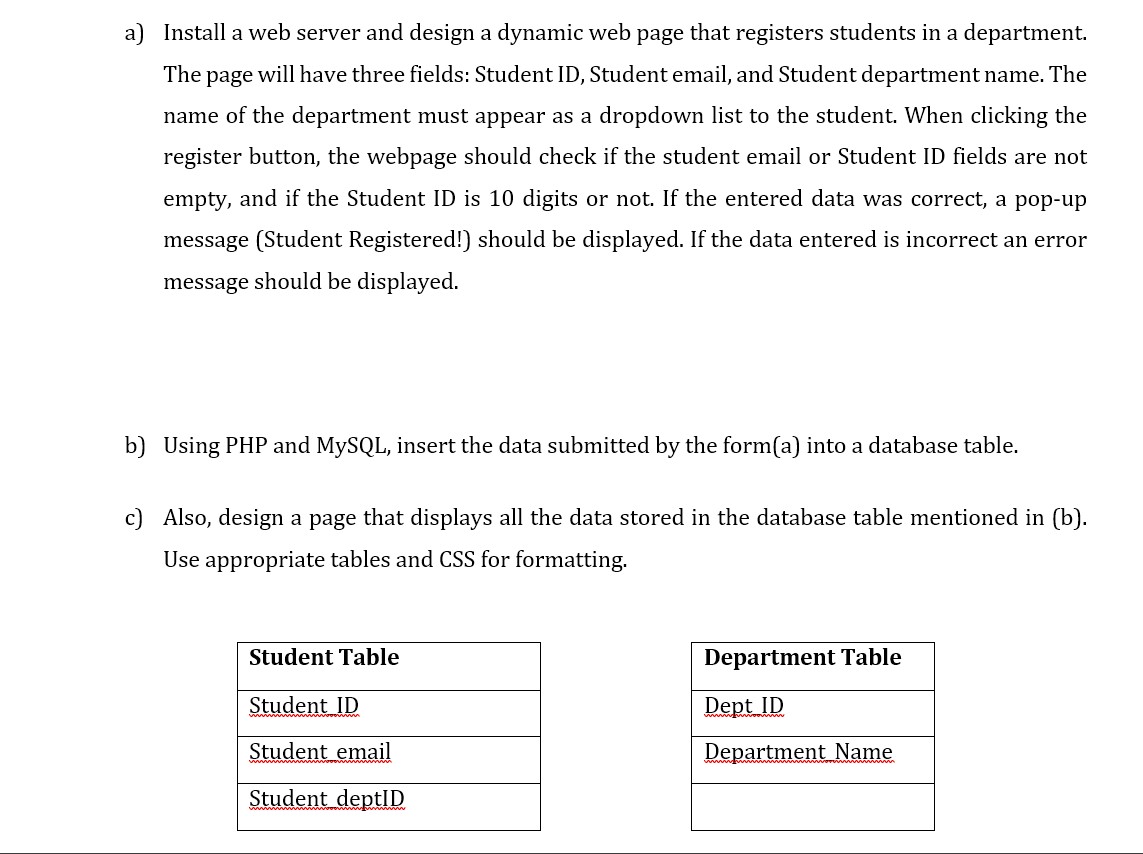 Solved multi media a) ﻿Install a web server and design a | Chegg.com