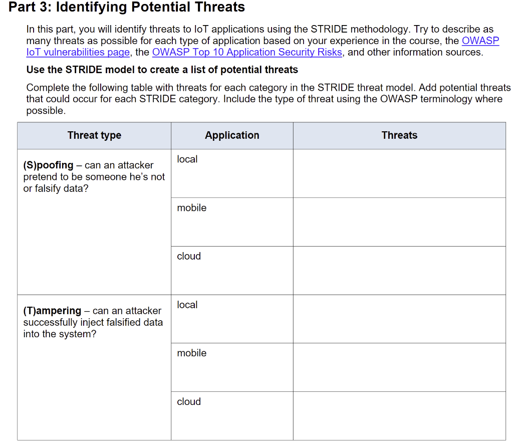 Solved art 3: Identifying Potential Threats In this part, | Chegg.com
