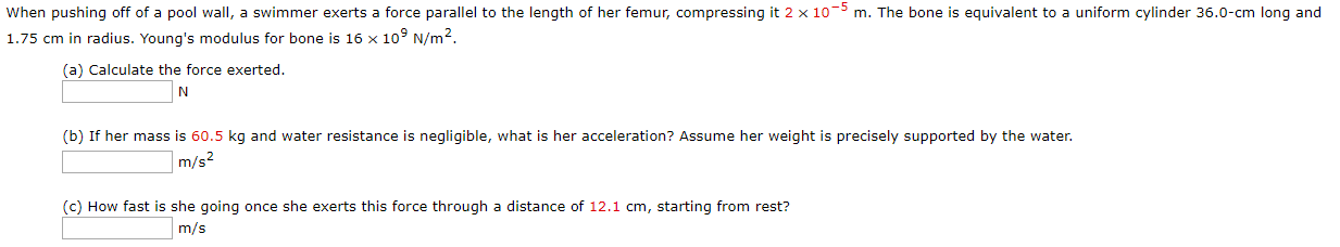 Solved When pushing off of a pool wall, a swimmer exerts a | Chegg.com