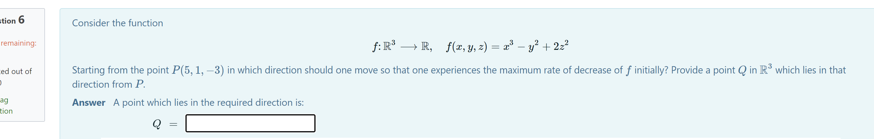 Solved Consider the function f:R3 R,f(x,y,z)=x3−y2+2z2 | Chegg.com