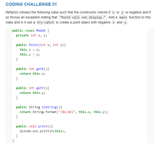 Solved CODING CHALLENGE 01 Refactor (revise) the following | Chegg.com