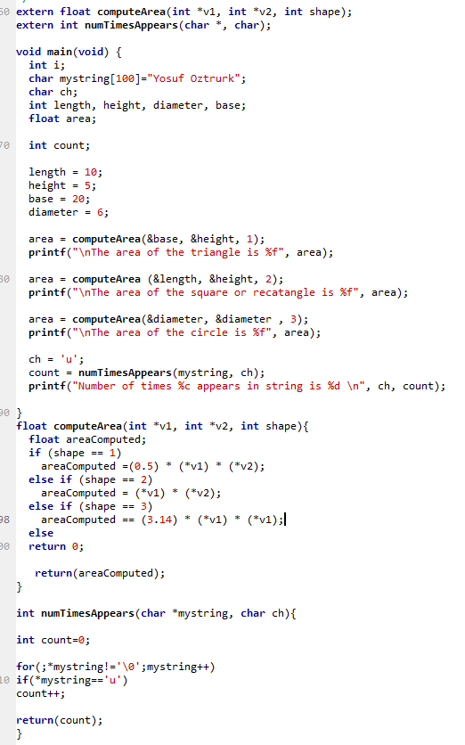 Solved 58 extern float computeArea(int *vi, int *v2, int | Chegg.com
