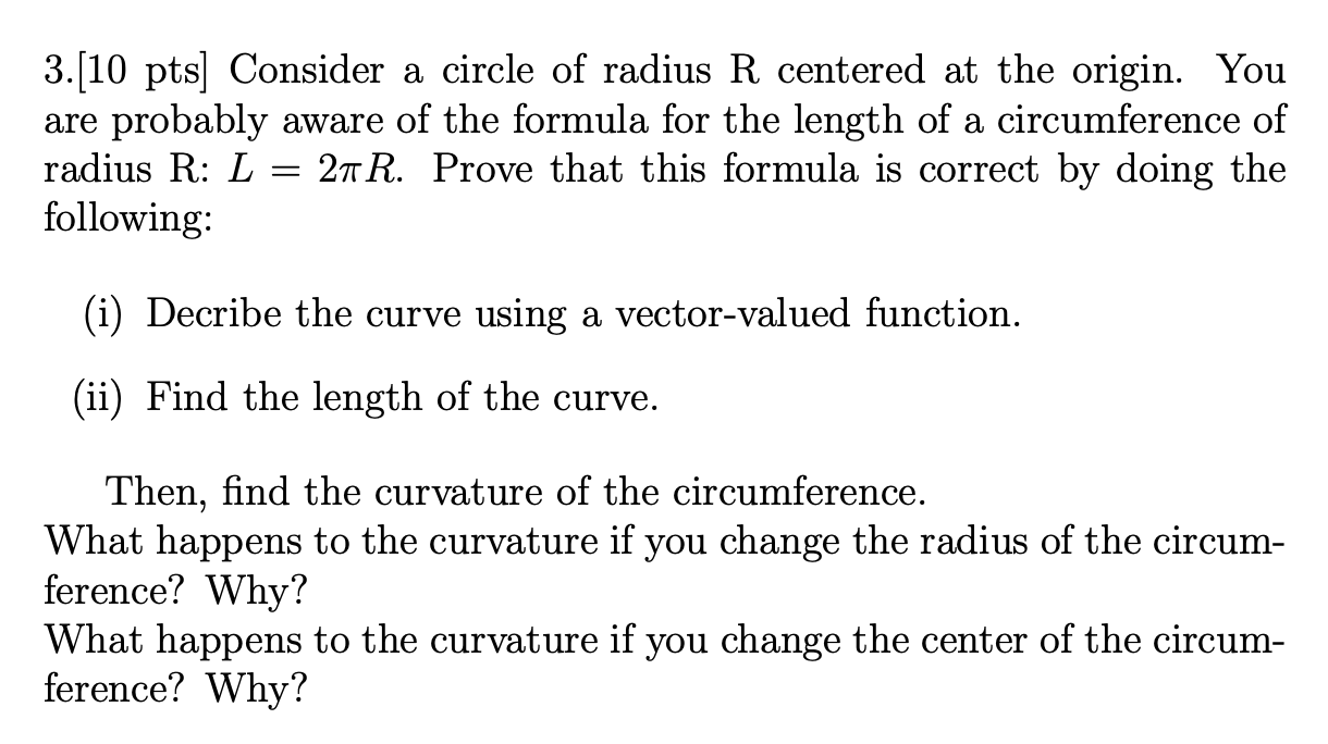 Solved 3.[10 pts] Consider a circle of radius R centered at | Chegg.com